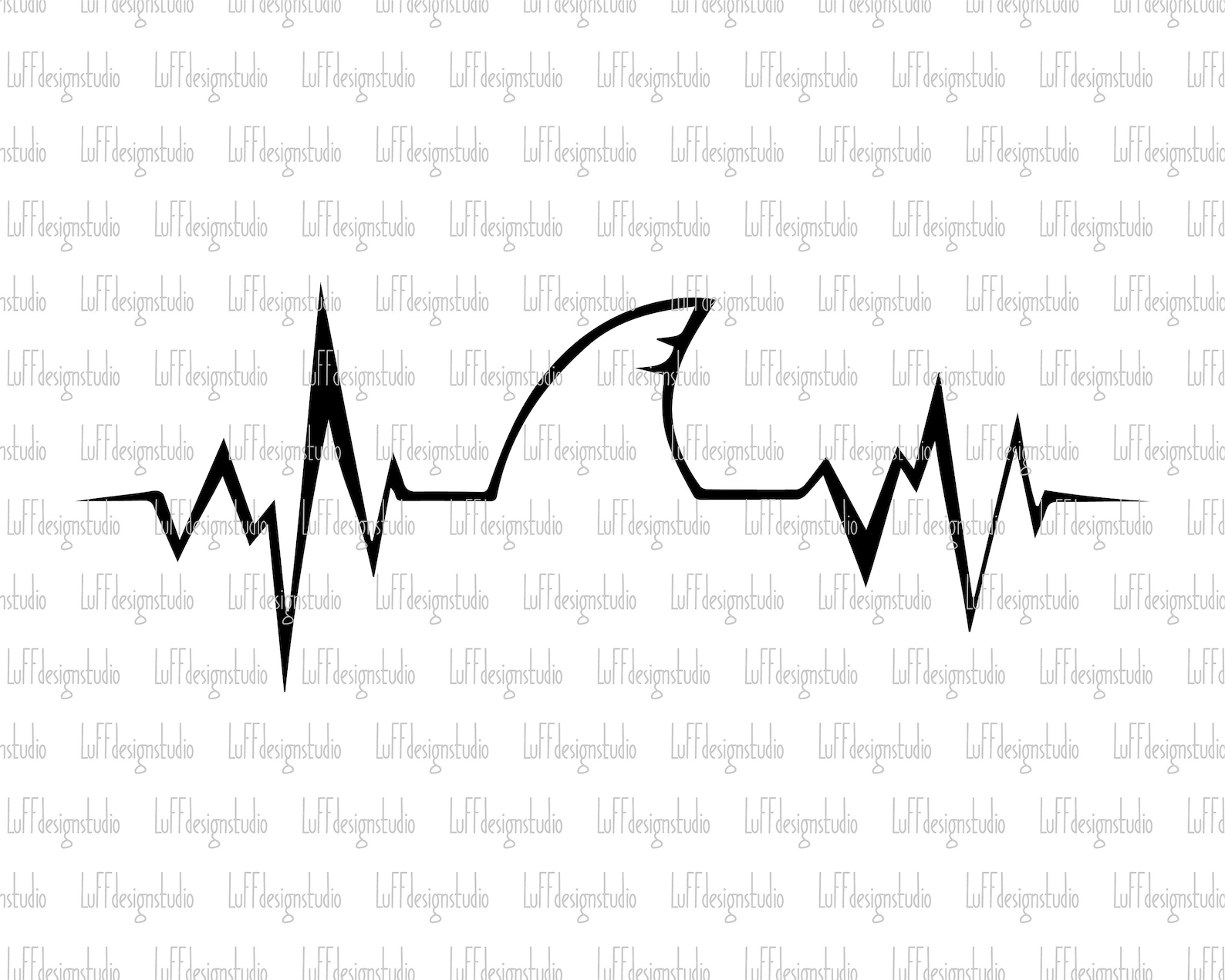 Sharkbeat SVG Shark Heart Beat SVG Shark Fin SVG Cut File - Etsy