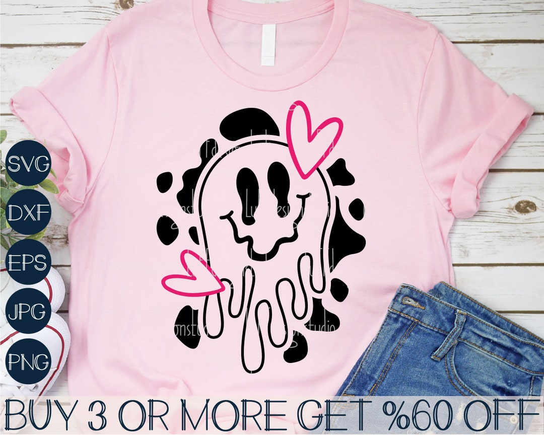 Dripping Smiley Face SVG, Melting Smiley SVG, Emoji SVG, Girl Happy ...