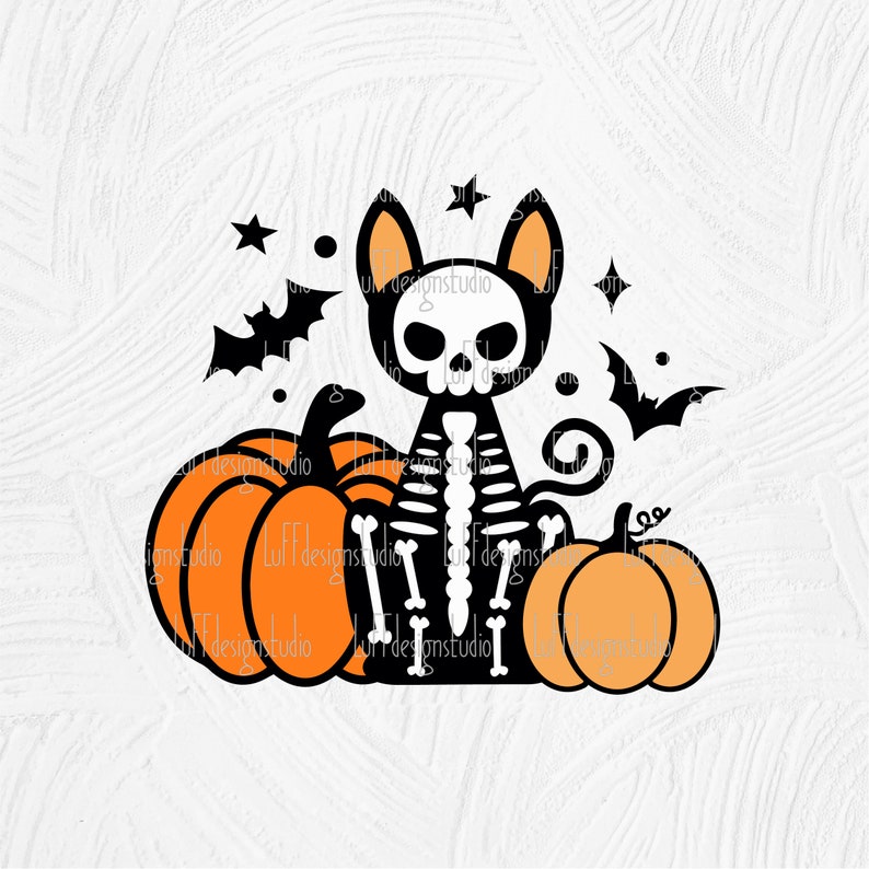 Kids Halloween SVG Skeleton Cat SVG Black Halloween Cat SVG - Etsy