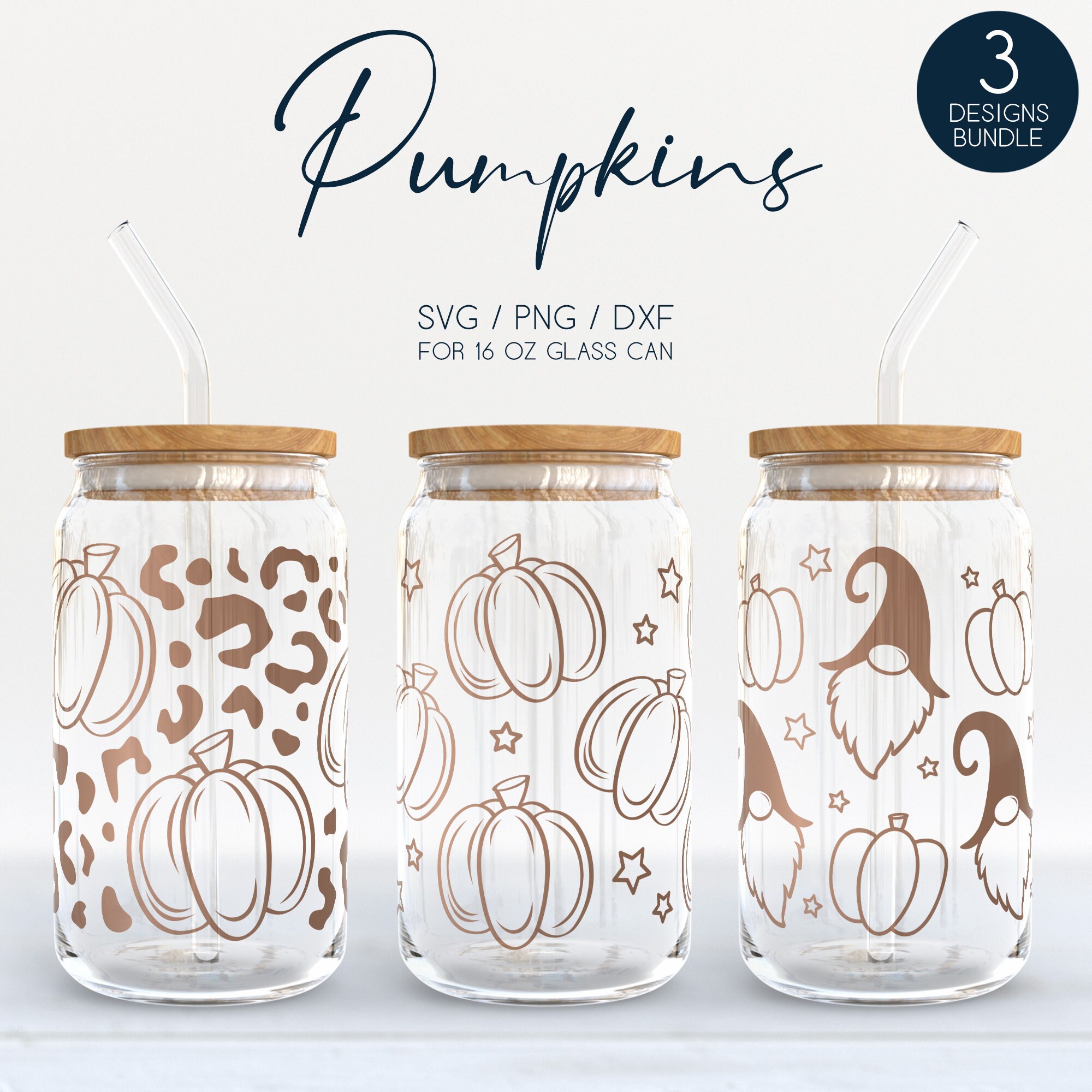 Pumpkin Libbey Glass SVG Bundle, Halloween 16oz Beer Can Wrap Svg Png ...