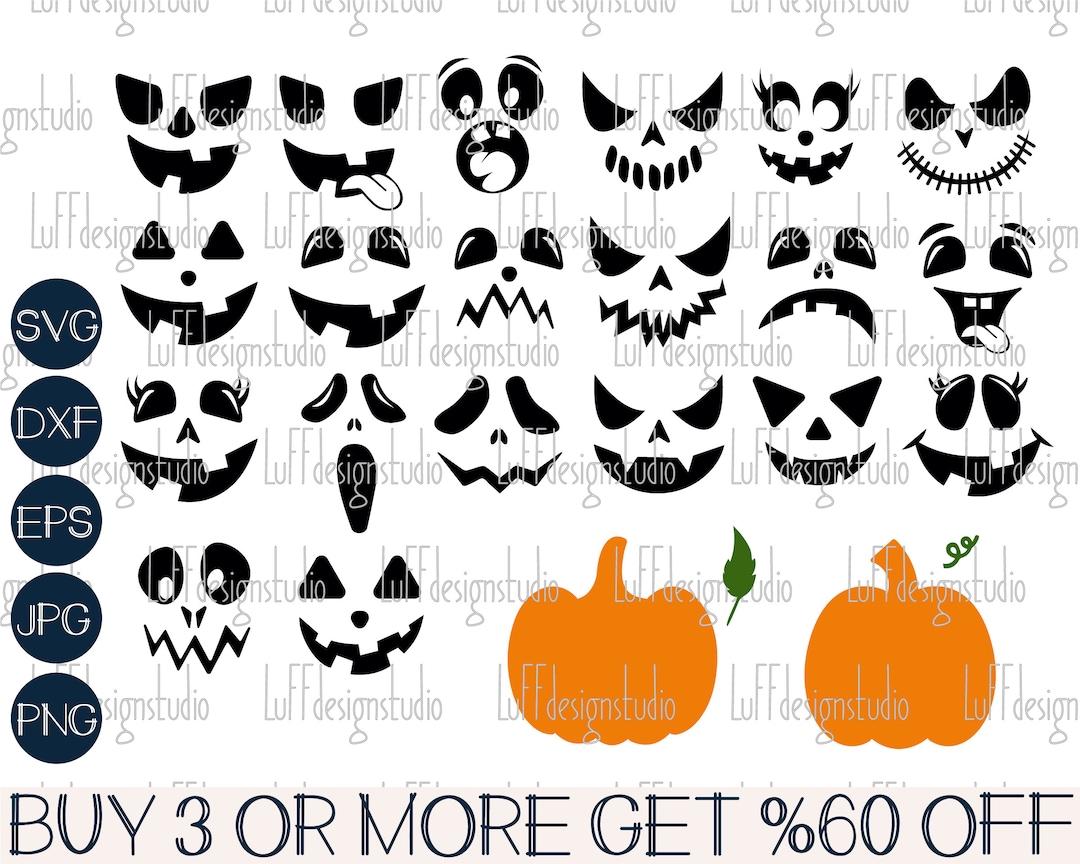 Pumpkin Face SVG Bundle, Pumpkin SVG Bundle, Funny Halloween SVG, Jack ...