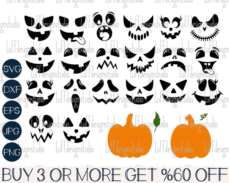 Pumpkin Face SVG Bundle, Pumpkin SVG Bundle, Funny Halloween SVG, Jack ...
