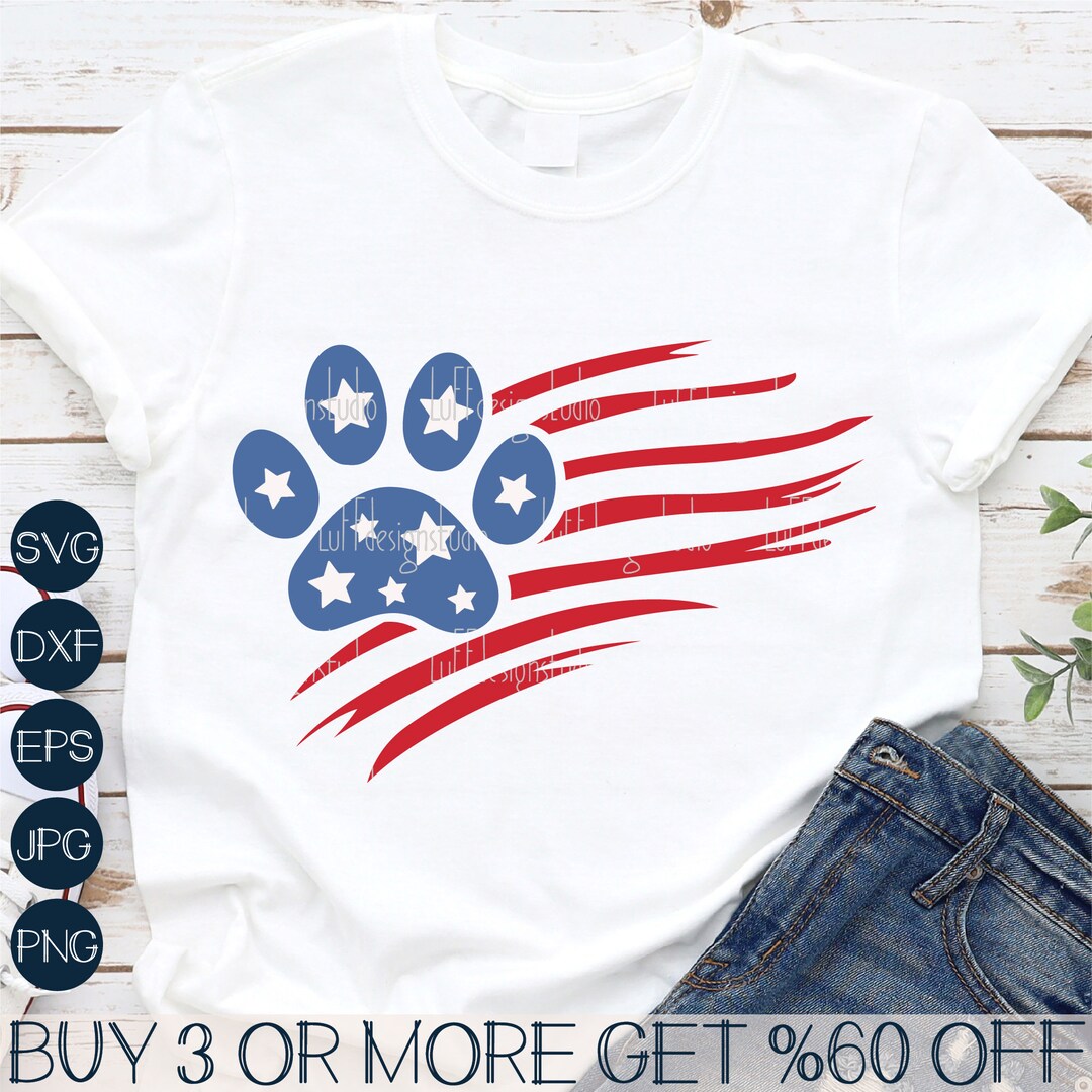 Paw American Flag SVG PNG, Patriotic Dog Lover PNG, Funny 4th of July ...