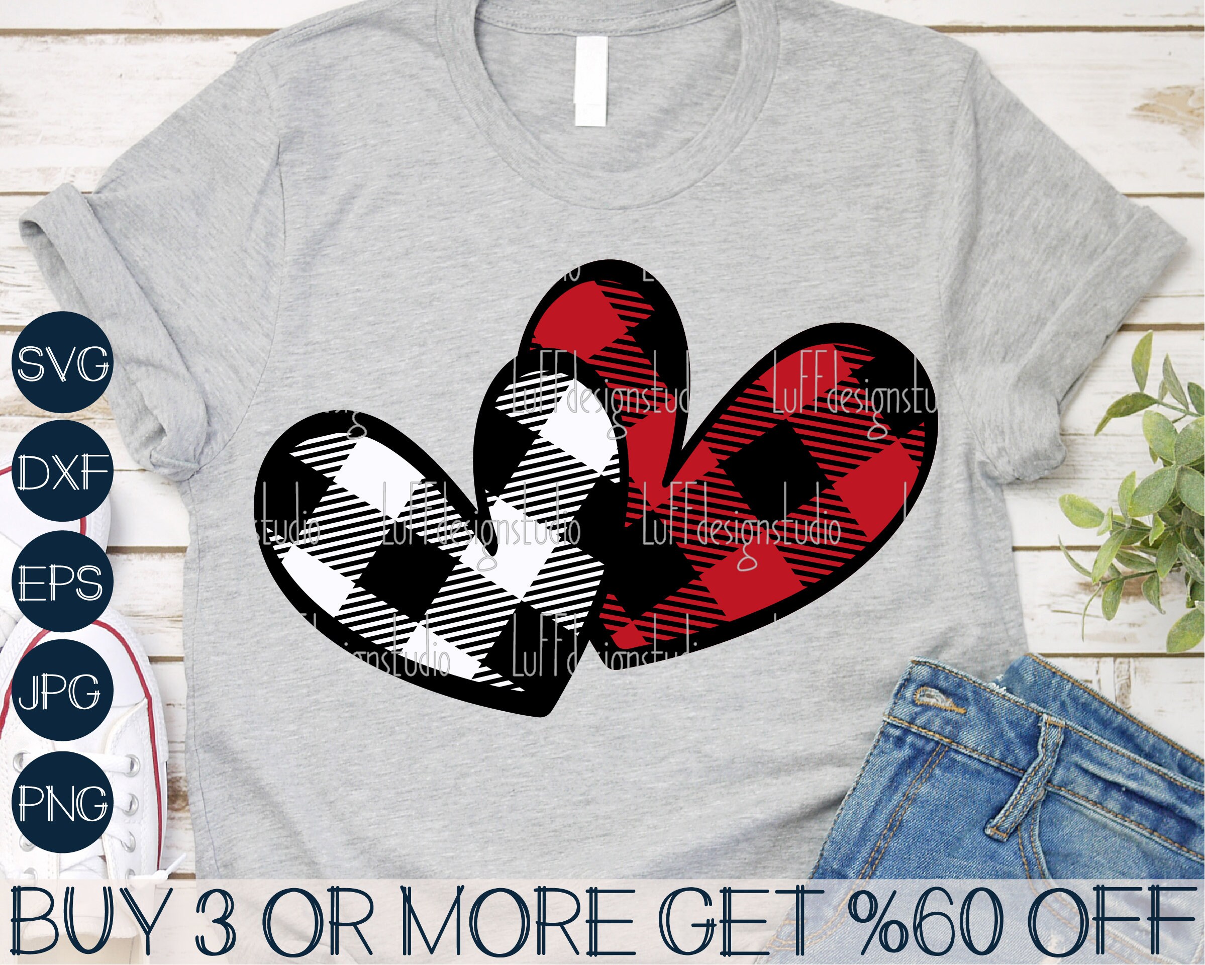 Buffalo Plaid Heart SVG Valentines SVG Valentine Heart PNG - Etsy