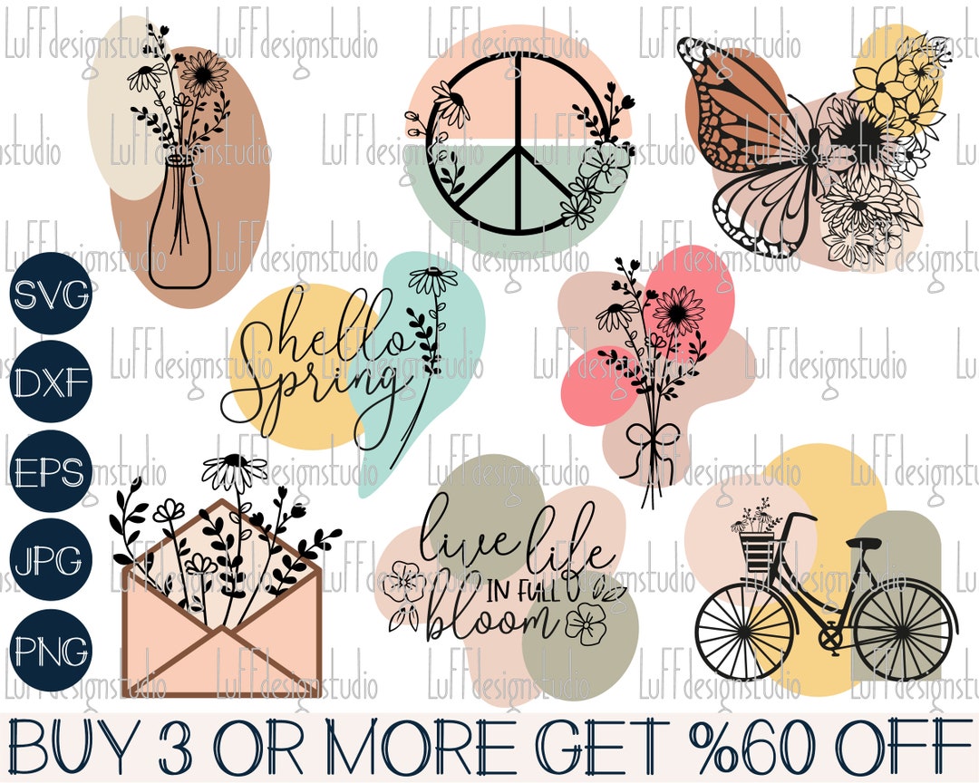 Spring SVG, Easter SVG, Boho Spring PNG, Wildflower Svg, Easter Png ...