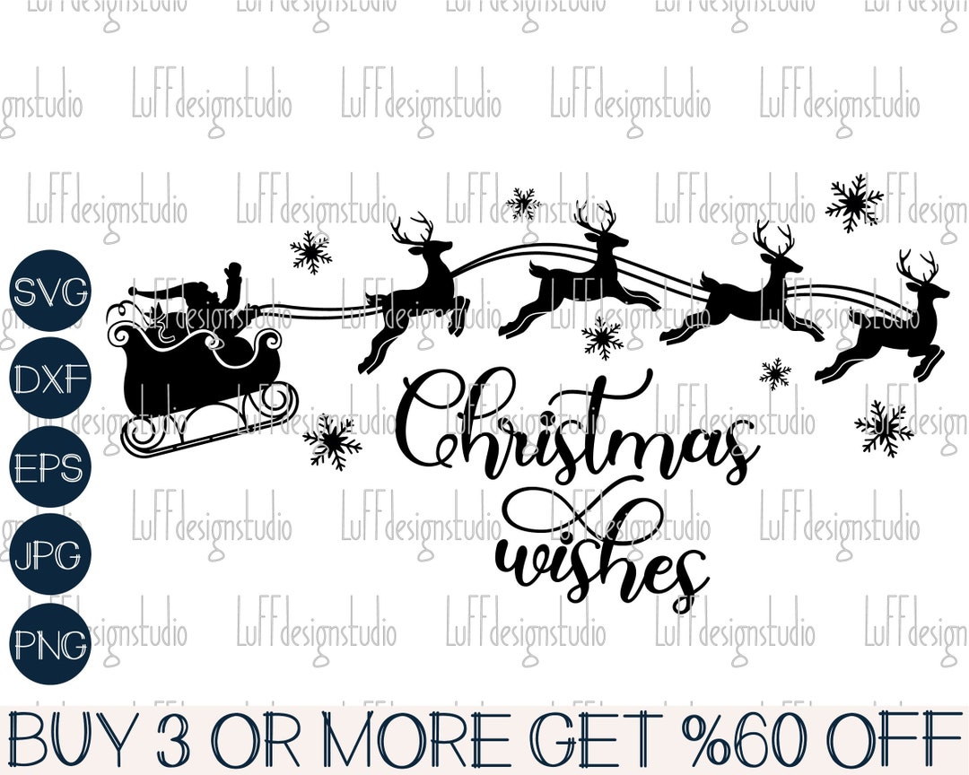 Merry Christmas SVG, Reindeer SVG, Winter SVG, Santa Sleigh, Snowflake ...