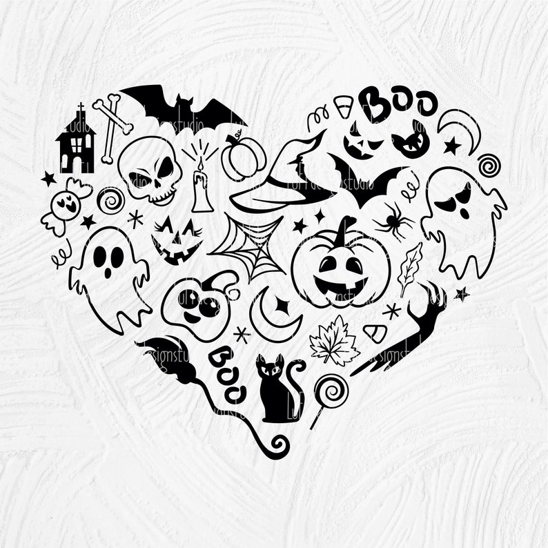 Halloween SVG Funny Halloween Doodle SVG Pumpkin SVG Ghost - Etsy