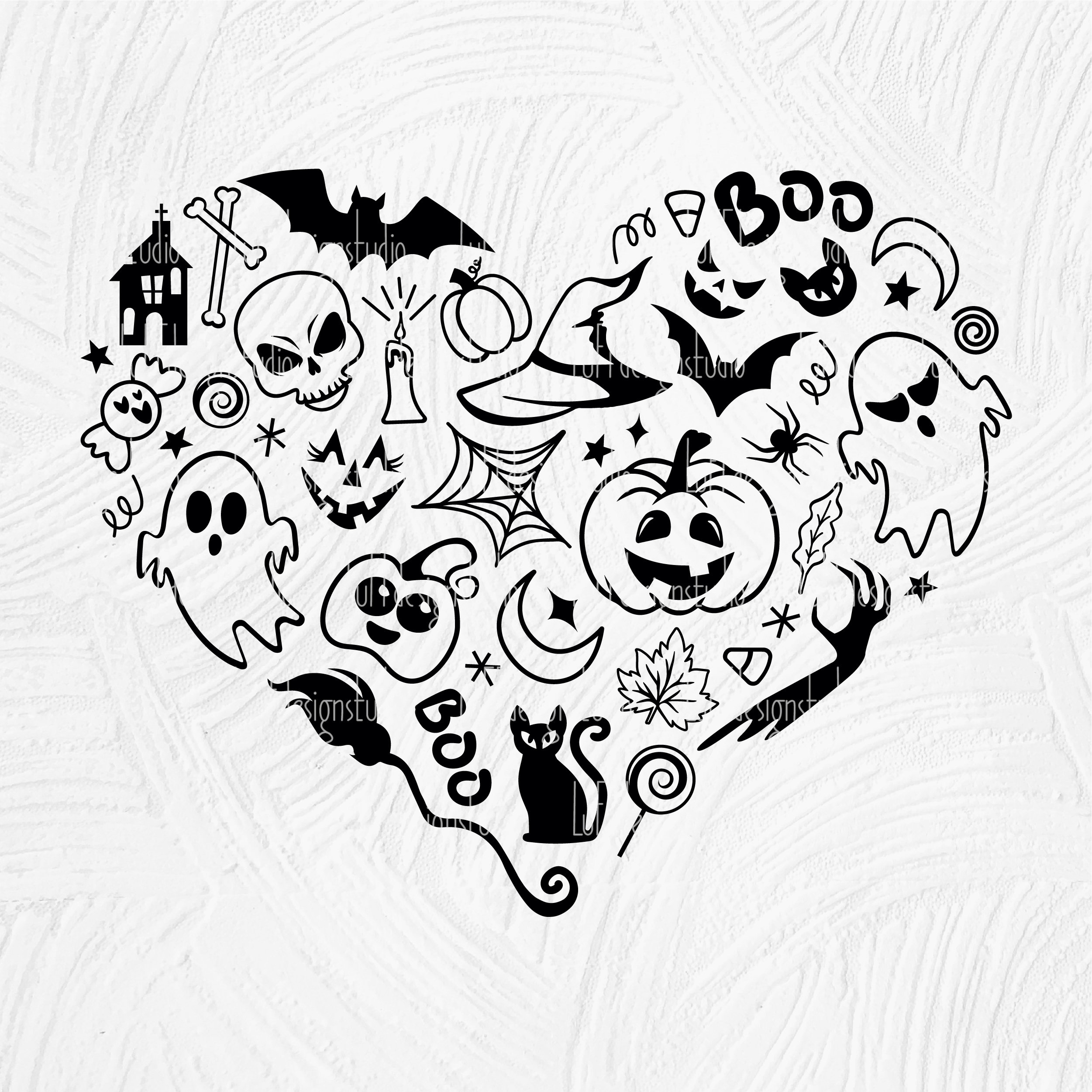 Halloween SVG Funny Halloween Doodle SVG Pumpkin SVG Ghost - Etsy