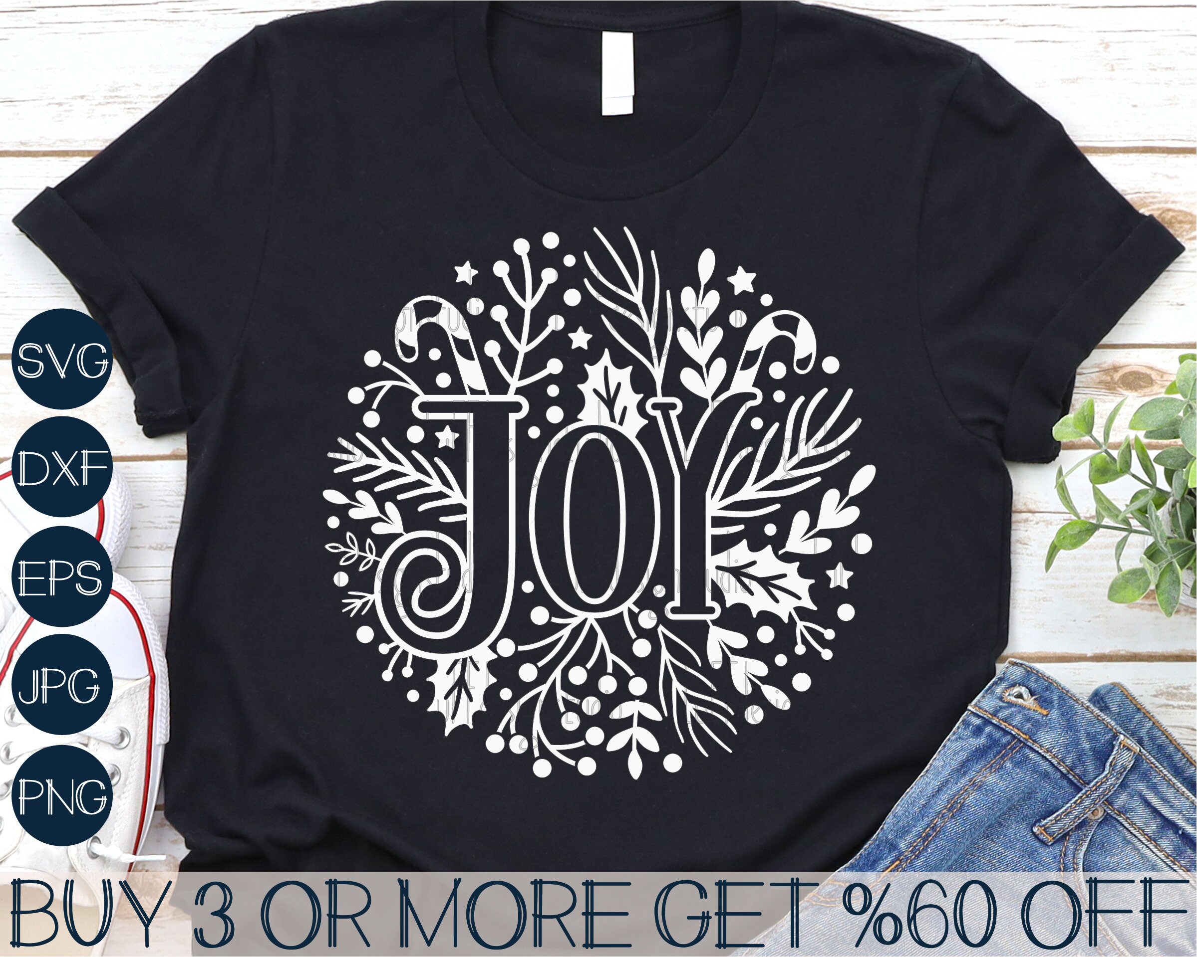 Joy SVG, Christmas Sign SVG, Floral Christmas SVG, Inspirational Svg ...