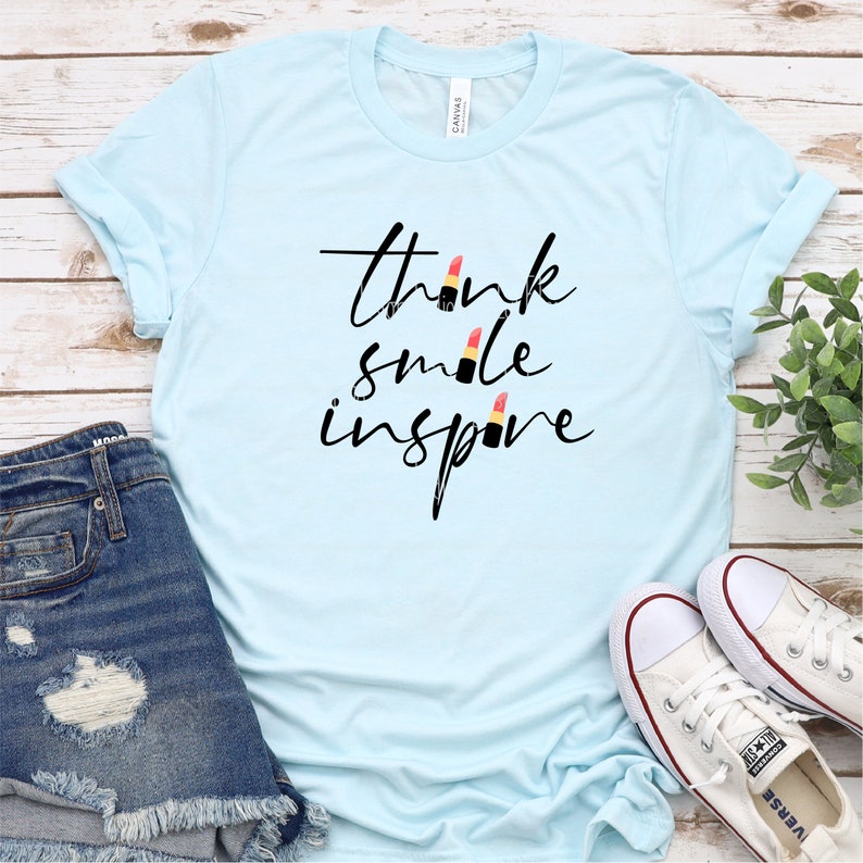 Think Smile Inspire SVG, Lipstick SVG, Inspirational Valentines Day ...