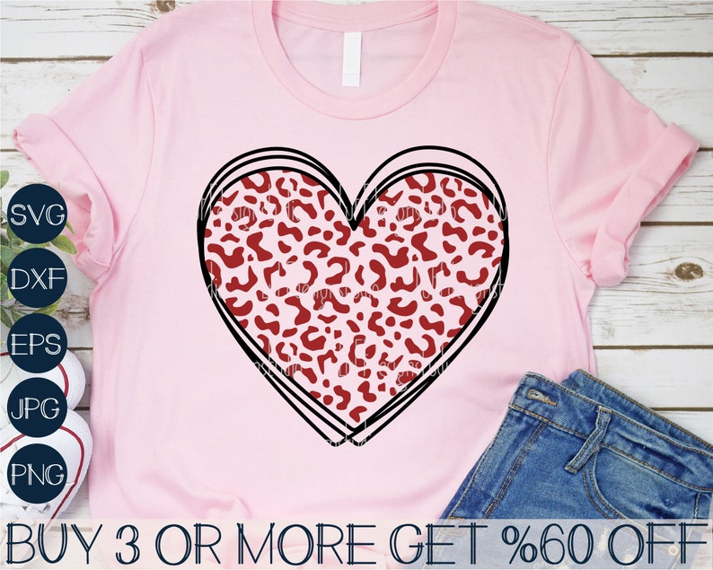 Cheetah Heart SVG Valentines Day SVG Leopard Heart PNG - Etsy