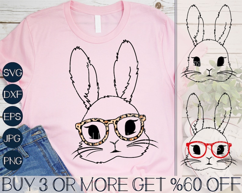 Bunny With Glasses SVG Bunny Face SVG Easter SVG Spring - Etsy
