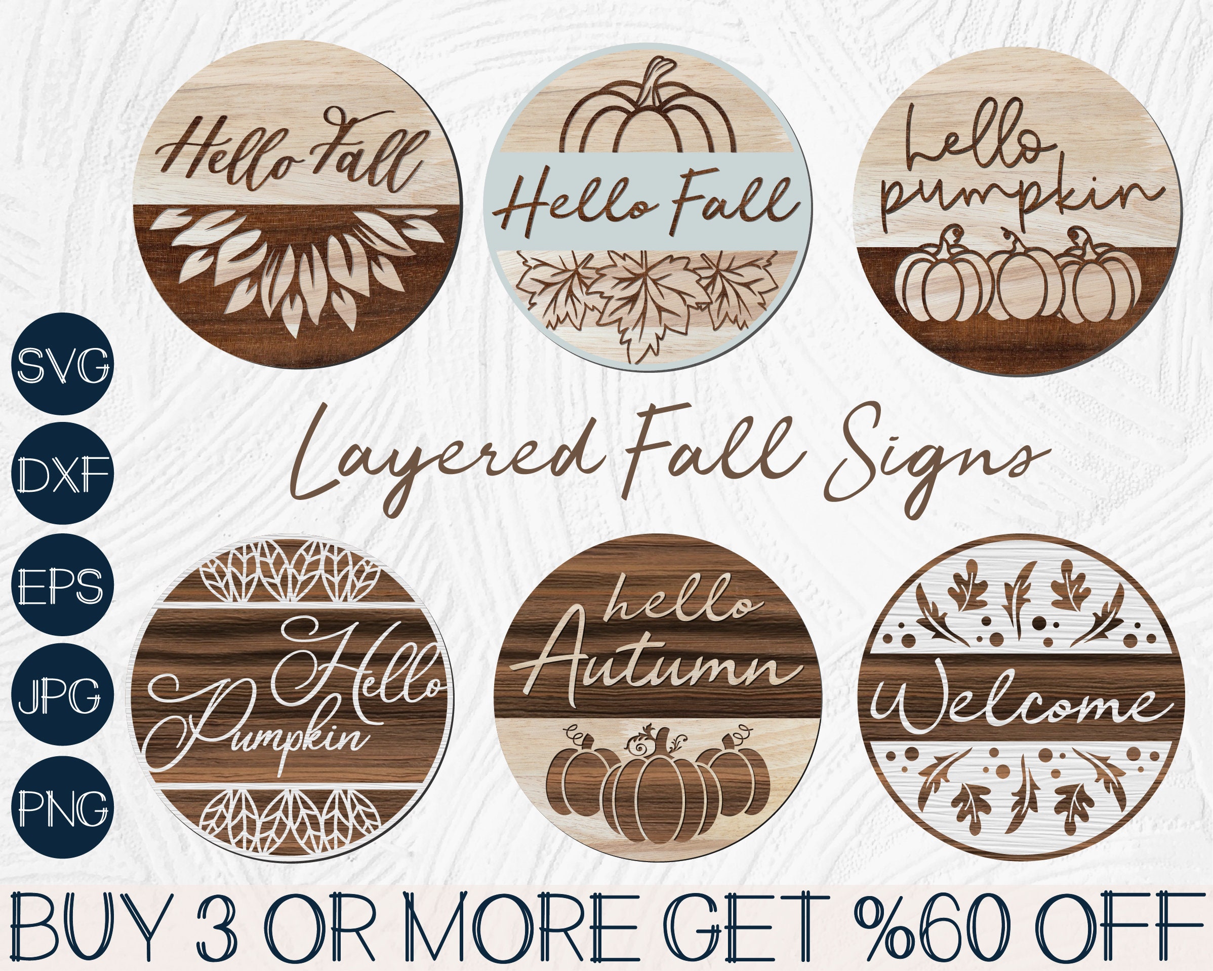 Hello Fall SVG: Round Door Sign, Pumpkin Designs (digital Download) - Etsy