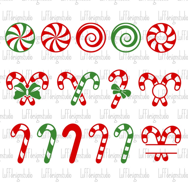 Candy Cane SVG Bundle Christmas SVG Split Name Frame SVG | Etsy