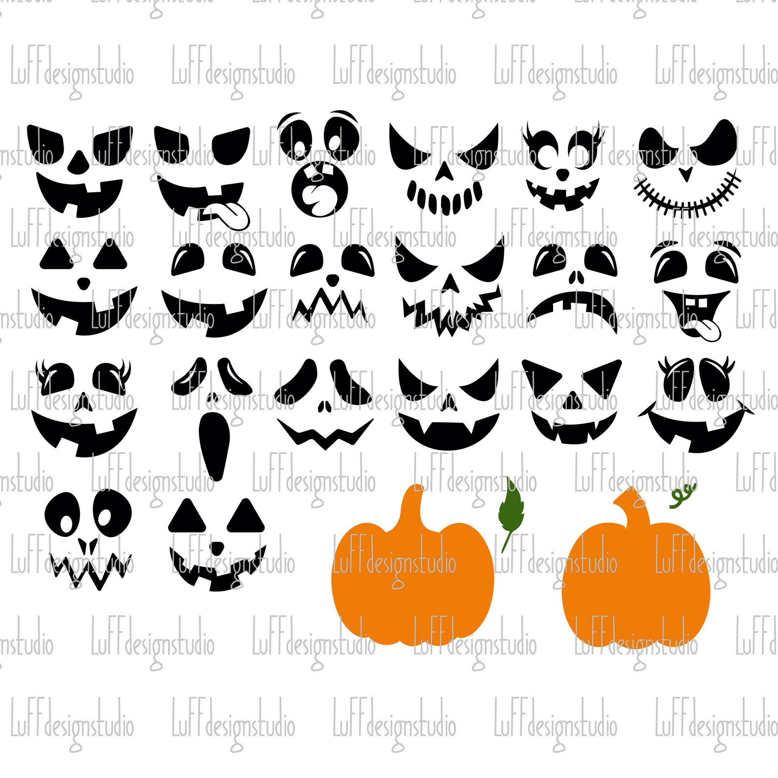 Pumpkin Face SVG Bundle, Pumpkin SVG Bundle, Funny Halloween SVG, Jack ...