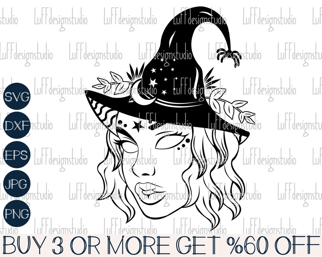 Witch Face SVG Witchy SVG Halloween SVG Witch Head Svg - Etsy