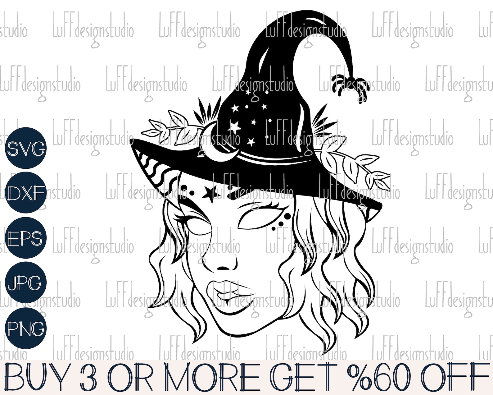 Witch Face SVG, Witchy SVG, Halloween SVG, Witch Head Svg, Gothic Svg ...