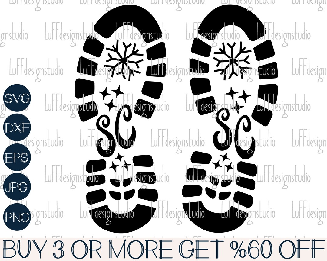 Santa Footprint SVG, Santa Boots SVG, Christmas SVG, Boot Stencil ...