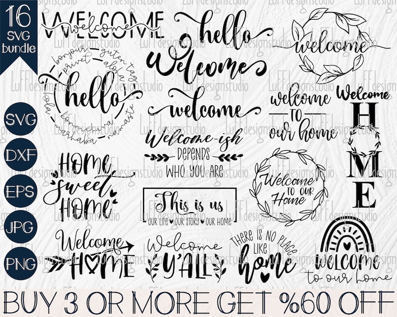 Welcome SVG Bundle Welcome Sign SVG Door Sign SVG Welcome - Etsy
