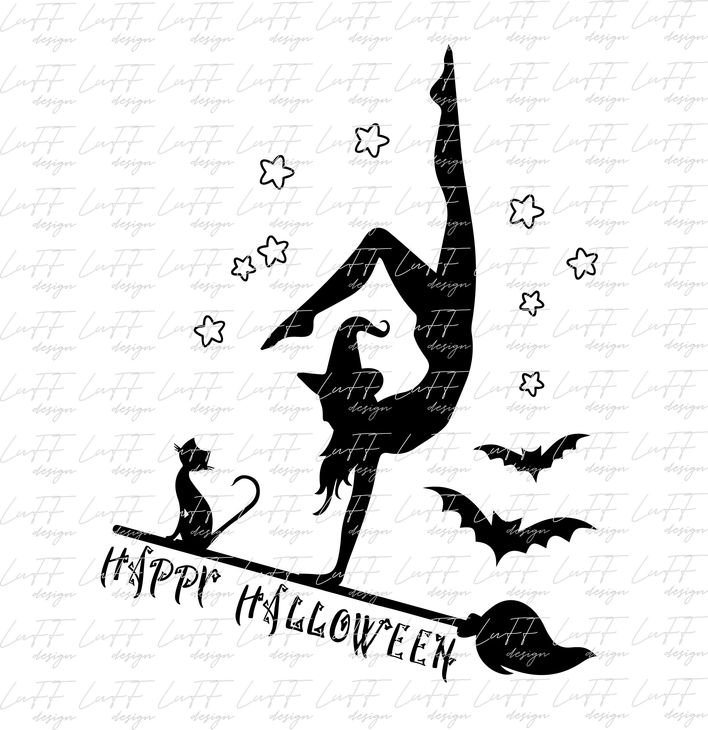 Flying Witch SVG Happy Halloween SVG Witchy Svg Witch Broom - Etsy