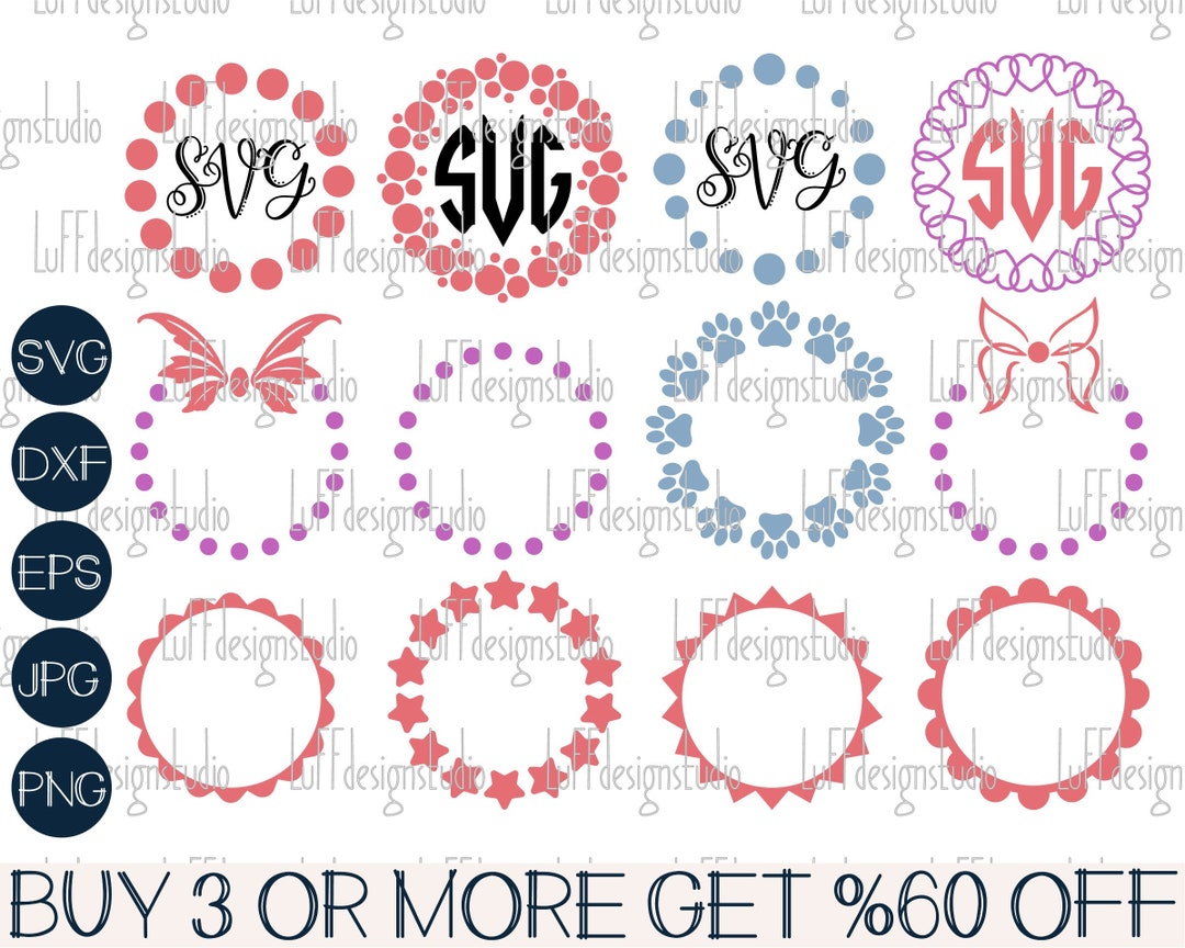 Monogram Frame SVG, Bow Svg, Ribbon Svg, Pearl, Star, Paw, Heart ...