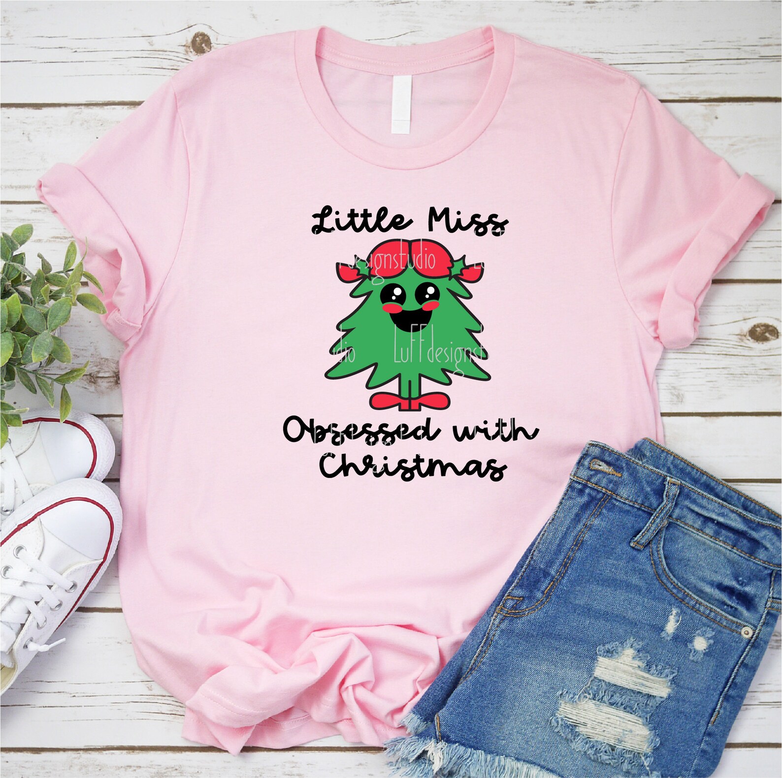 Girl Christmas SVG, Cute Christmas Tree SVG, Little Miss Obsessed With ...