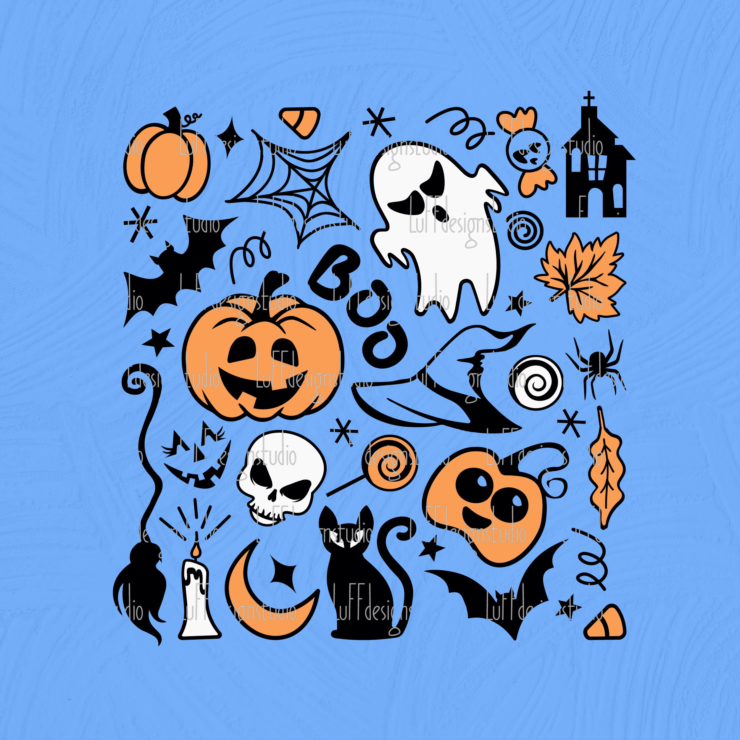 Halloween Doodle SVG Halloween SVG Ghost SVG Pumpkin Svg - Etsy