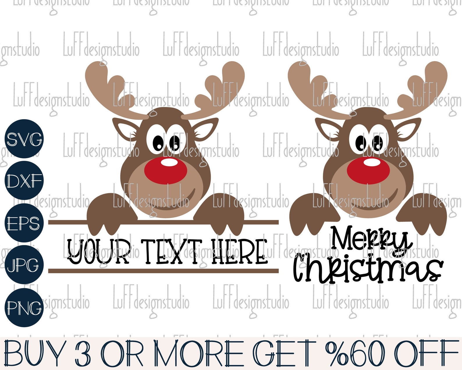 Reindeer SVG, Christmas SVG, Reindeer Face SVG, Funny Split Reindeer ...
