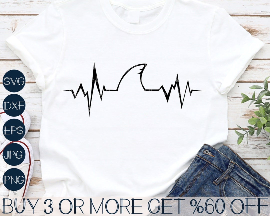 Sharkbeat SVG, Shark Heart Beat SVG, Shark Fin SVG, Cut File, Png, Dxf ...
