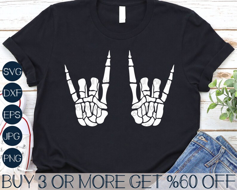 Rock and Roll SVG Halloween SVG Skeleton Hand SVG Rocker - Etsy