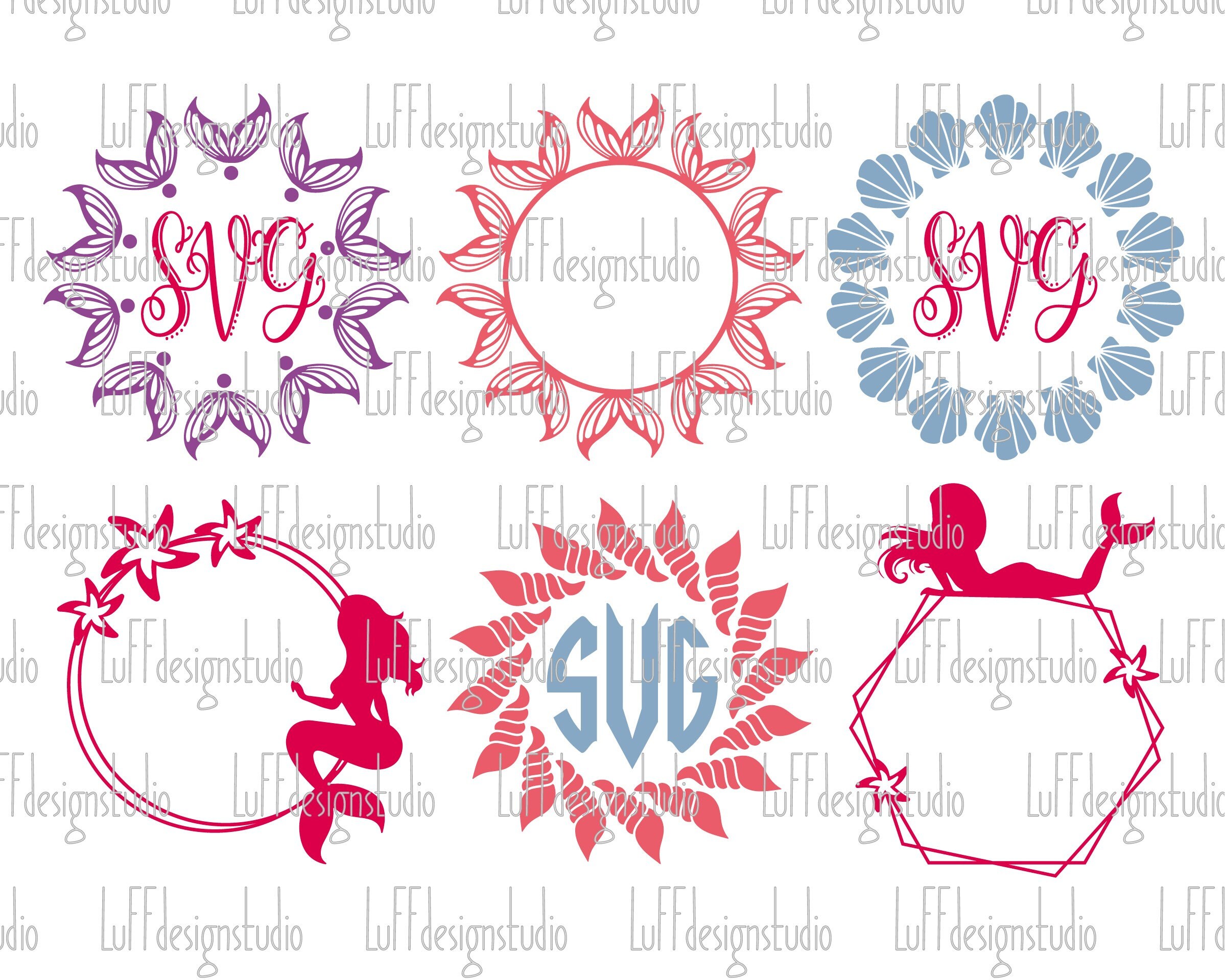 Mermaid Monogram Frame SVG Mermaid SVG Seashell Svg Mermaid | Etsy