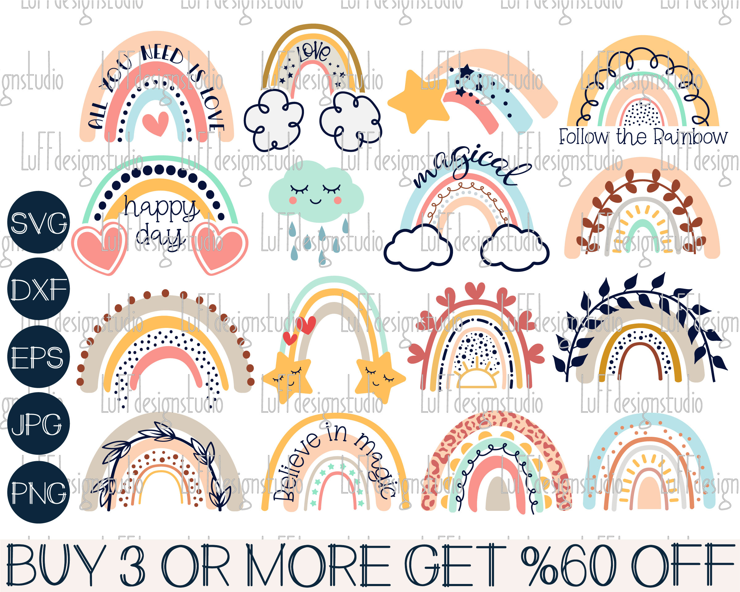 Rainbow SVG Easter SVG Boho Rainbow PNG Spring Svg Pastel - Etsy Canada