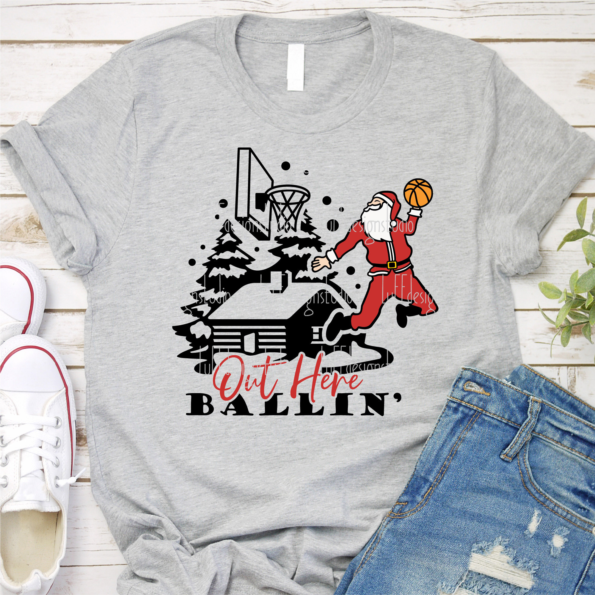 Christmas Basketball SVG, Santa SVG, Out Here Ballin' SVG, Funny ...