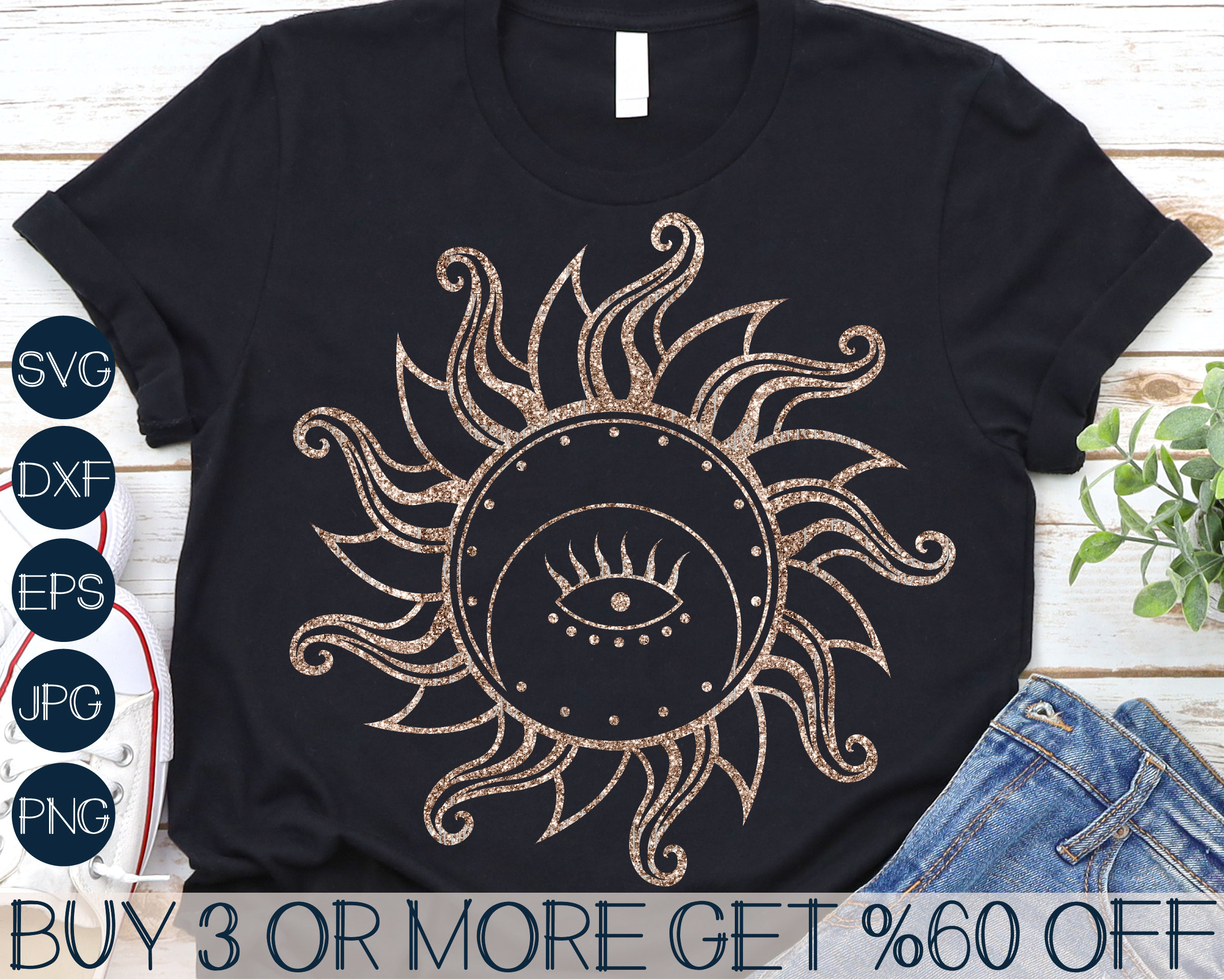 Sun and Moon SVG, Celestial SVG, Evil Eye SVG, Boho Svg, Protective Sun ...