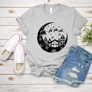 Christmas Scene SVG, Santa Sleigh SVG, Flying Reindeer SVG, Moon Svg ...