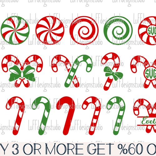 Candy Cane SVG Christmas SVG Split Name Frame SVG Png Jpg - Etsy
