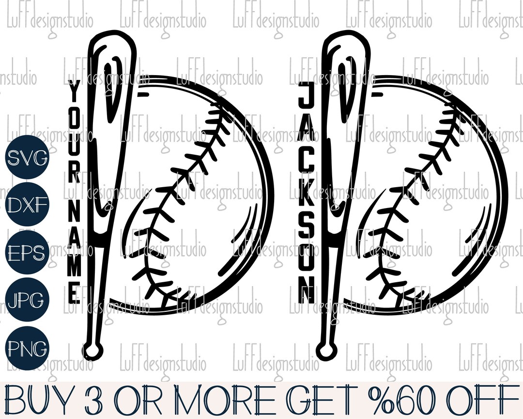Split Baseball Monogram SVG, Half Softball Team Name SVG, Baseball Bat ...