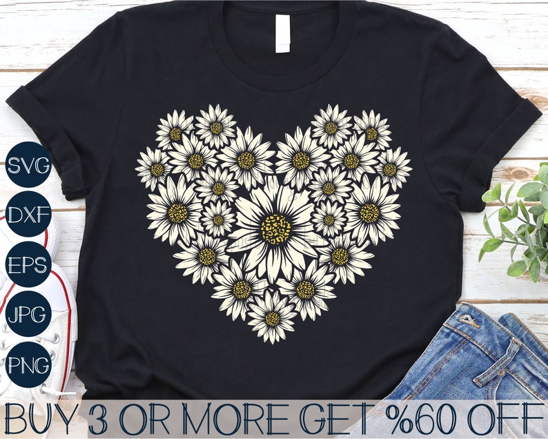 Daisy SVG Sunflower SVG Valentines Heart SVG Daisy Png - Etsy