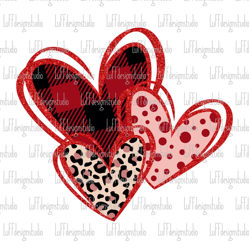 Leopard Heart SVG Triple Heart SVG Valentines Hearts PNG - Etsy