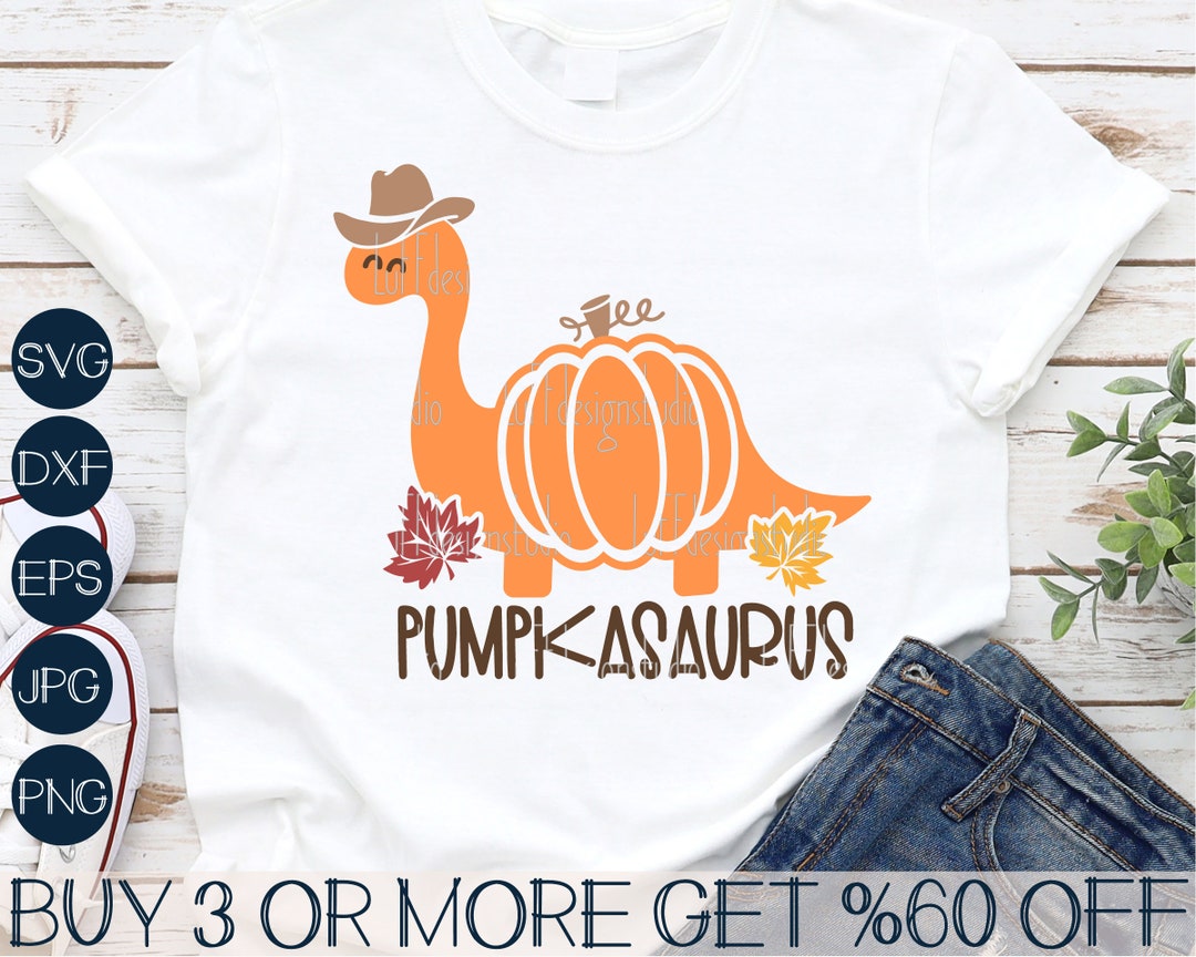 Boys Halloween Dinosaur SVG, Kids Thanksgiving Dino SVG, Pumpkin SVG ...