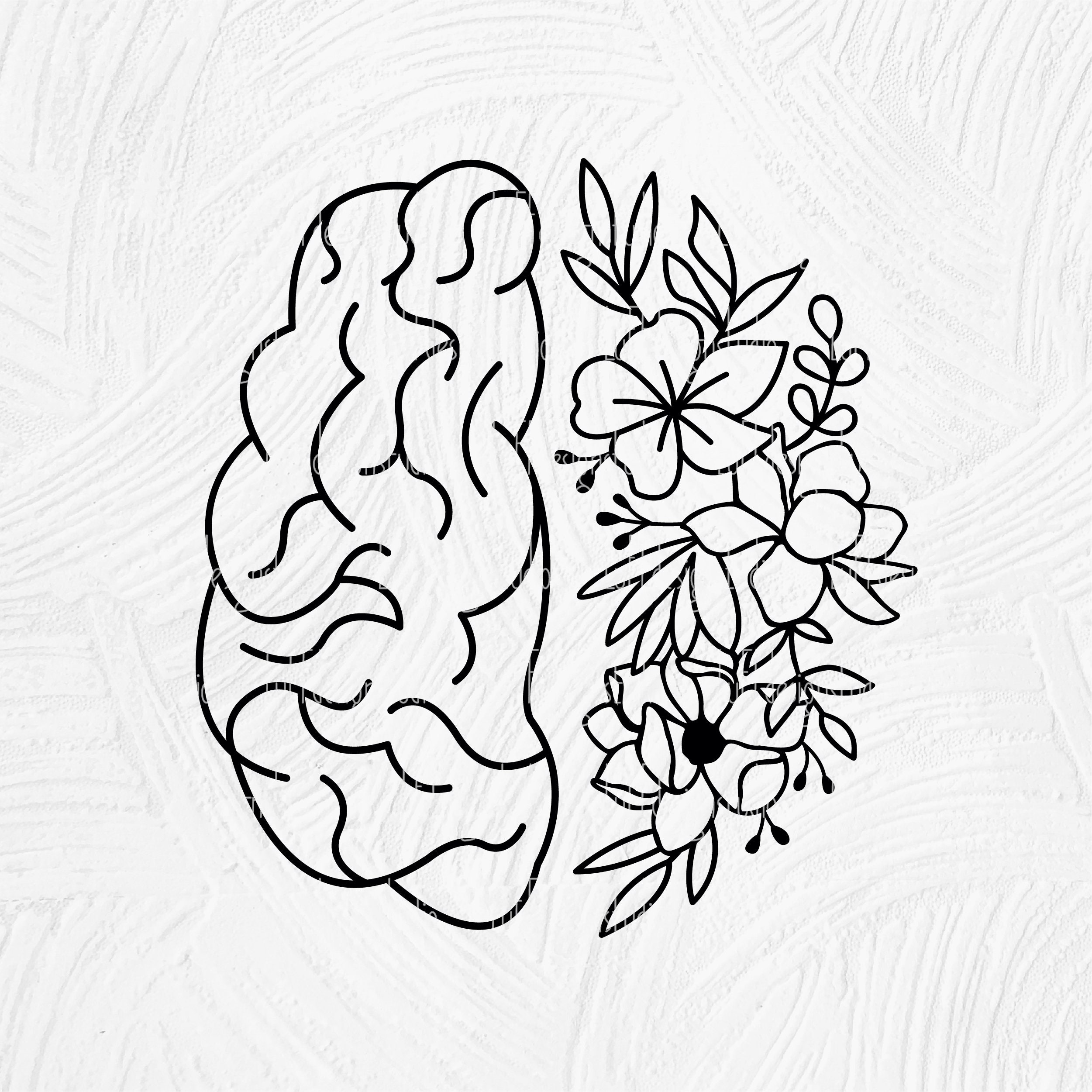 Floral Brain SVG Mental Health SVG Wildflower Half Brain - Etsy Canada