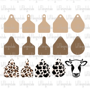 Cow Ear Tags SVG, Cow Earring SVG, Cow Face SVG, Leopard Pattern, Print ...