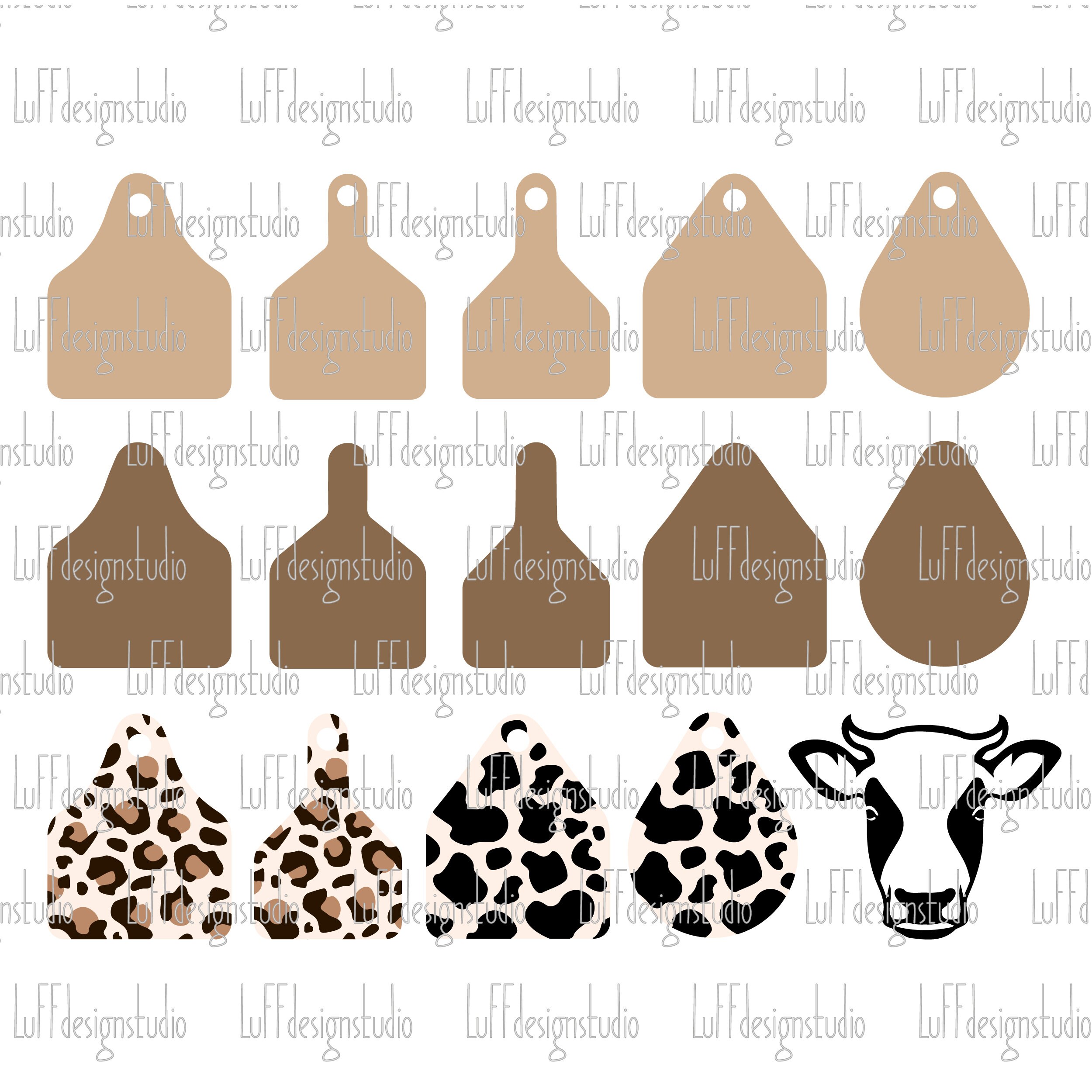 Cow Ear Tags SVG Cow Earring SVG Cow Face SVG Leopard - Etsy UK