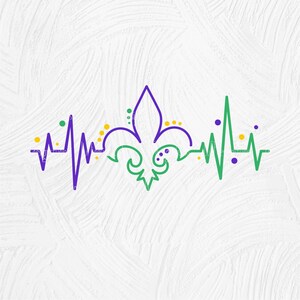 Mardi Gras Heartbeat SVG, Louisiana SVG, Mardi Gras PNG, Fleur De Lis ...