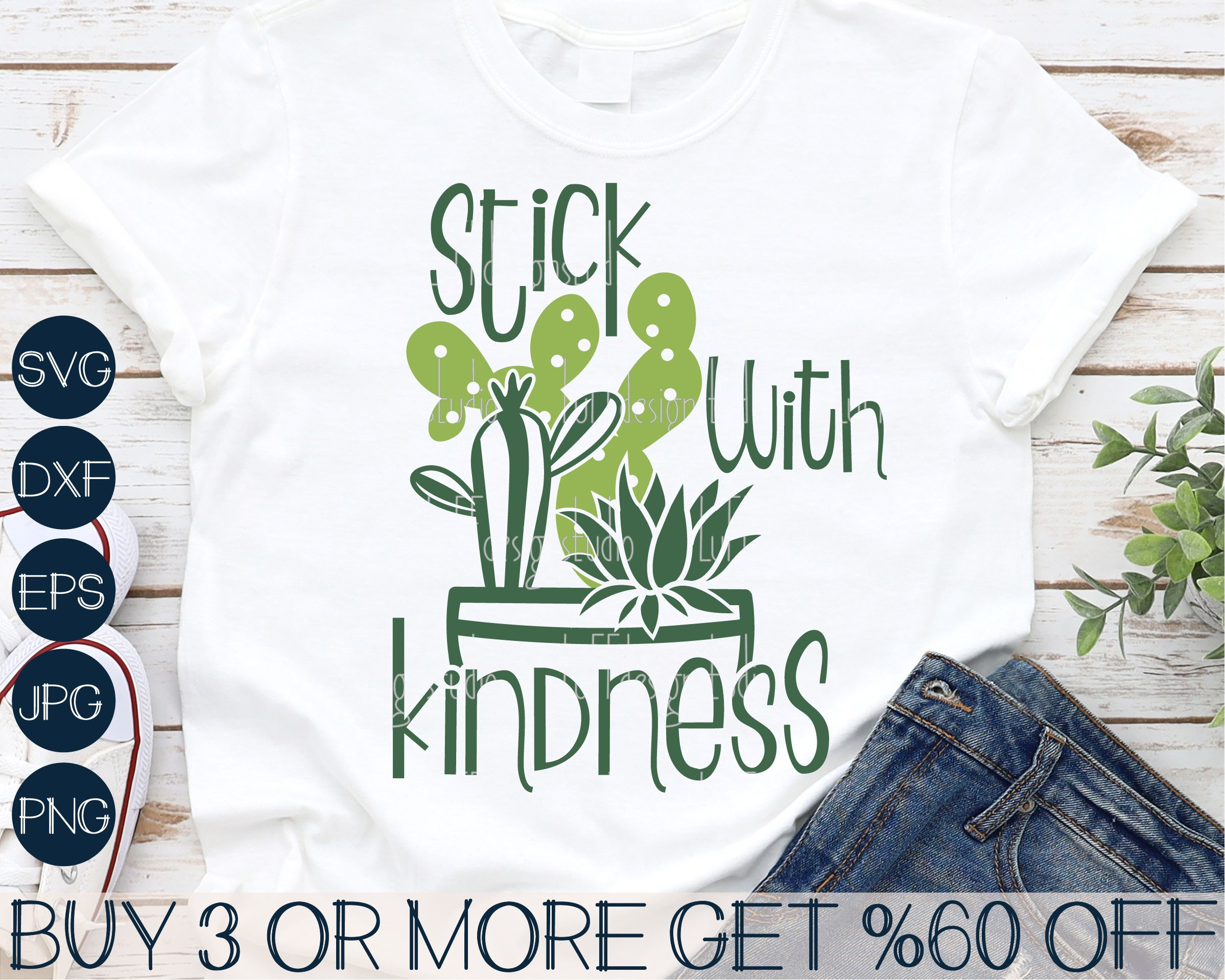 Stick With Kindness SVG Cactus SVG Funny Quote Saying - Etsy