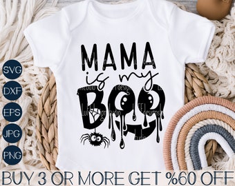 Kids Halloween SVG, Mama is My Boo SVG, Pumpkin Face SVG, Funny Baby ...