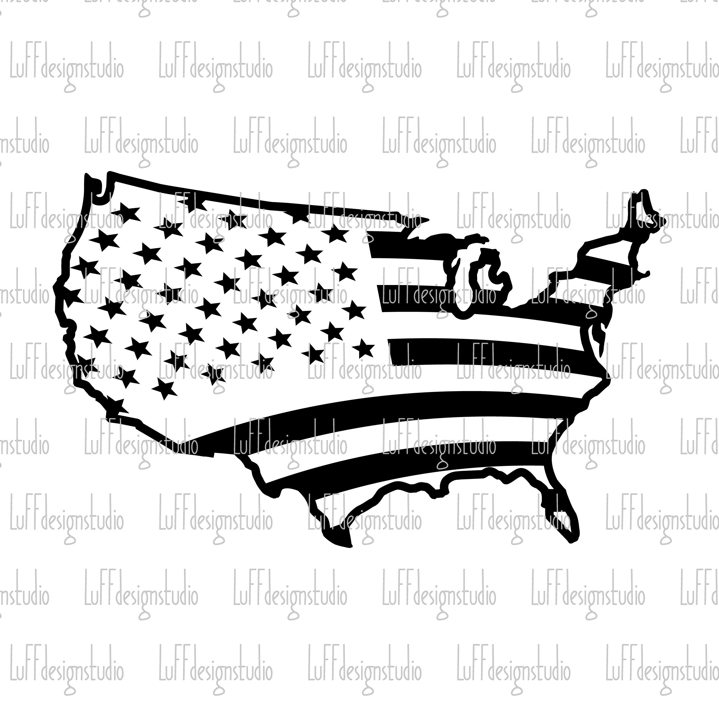 American Flag Map SVG 4th of July SVG Patriotic SVG Flag - Etsy