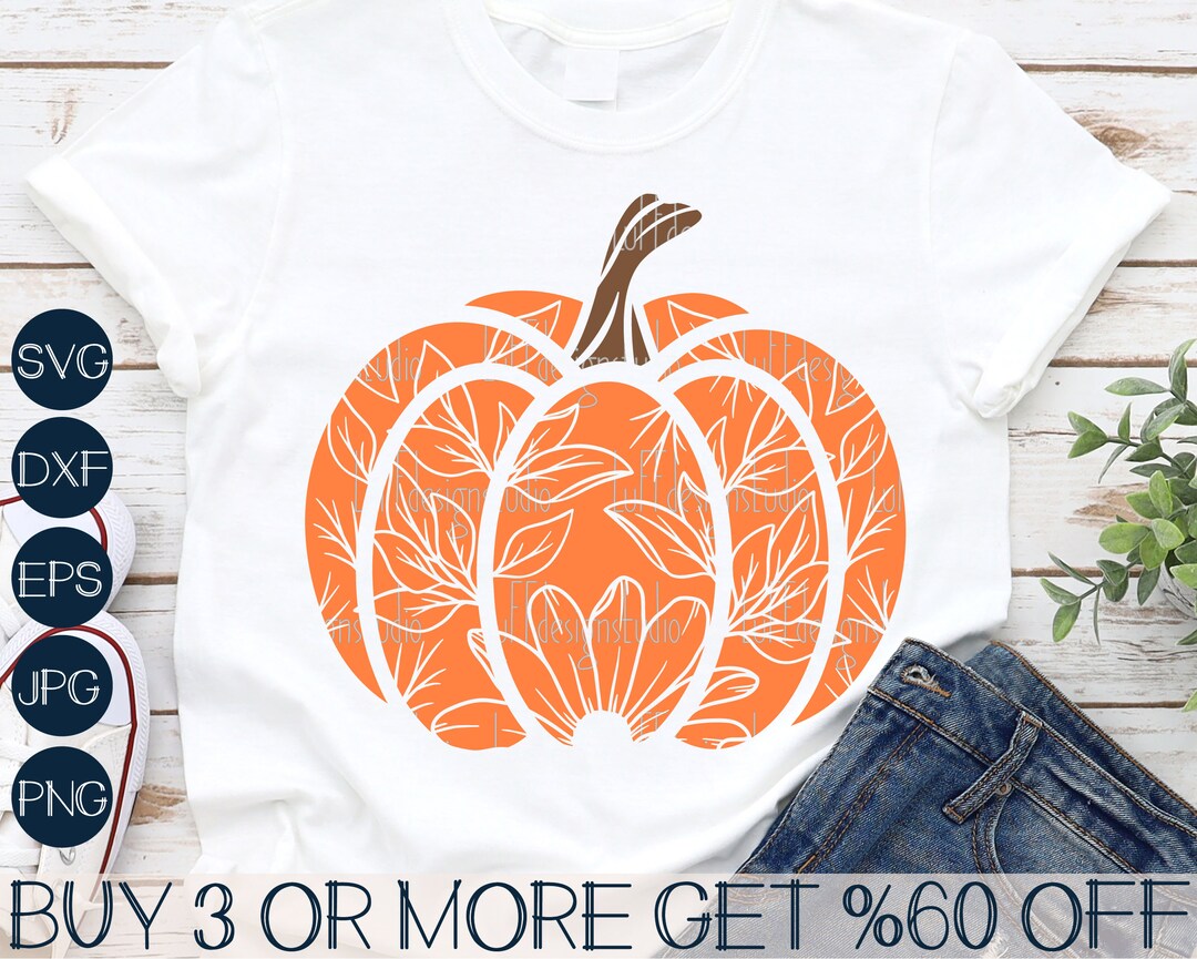 Pumpkin SVG, Fall SVG, Floral Pumpkin Shirt SVG, Thanksgiving Svg ...