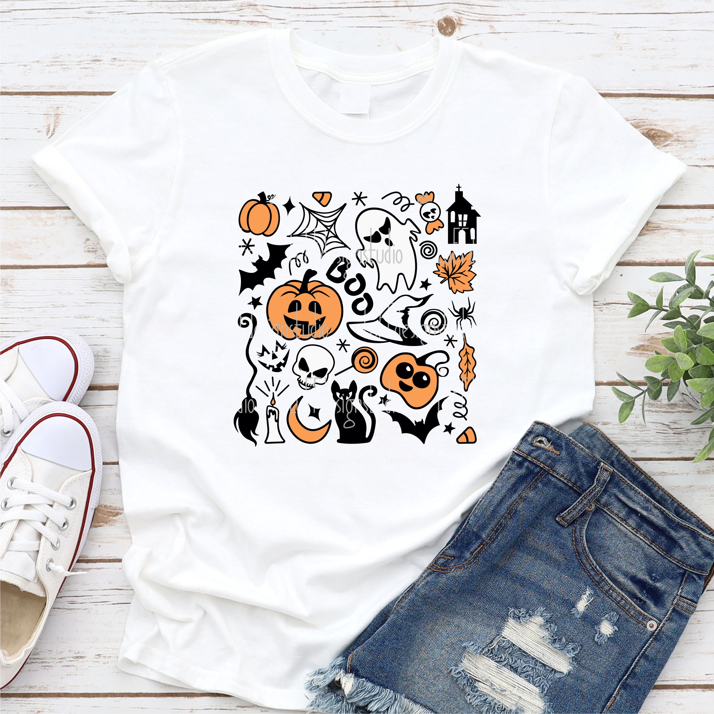 Halloween Doodle SVG Halloween SVG Ghost SVG Pumpkin Svg - Etsy