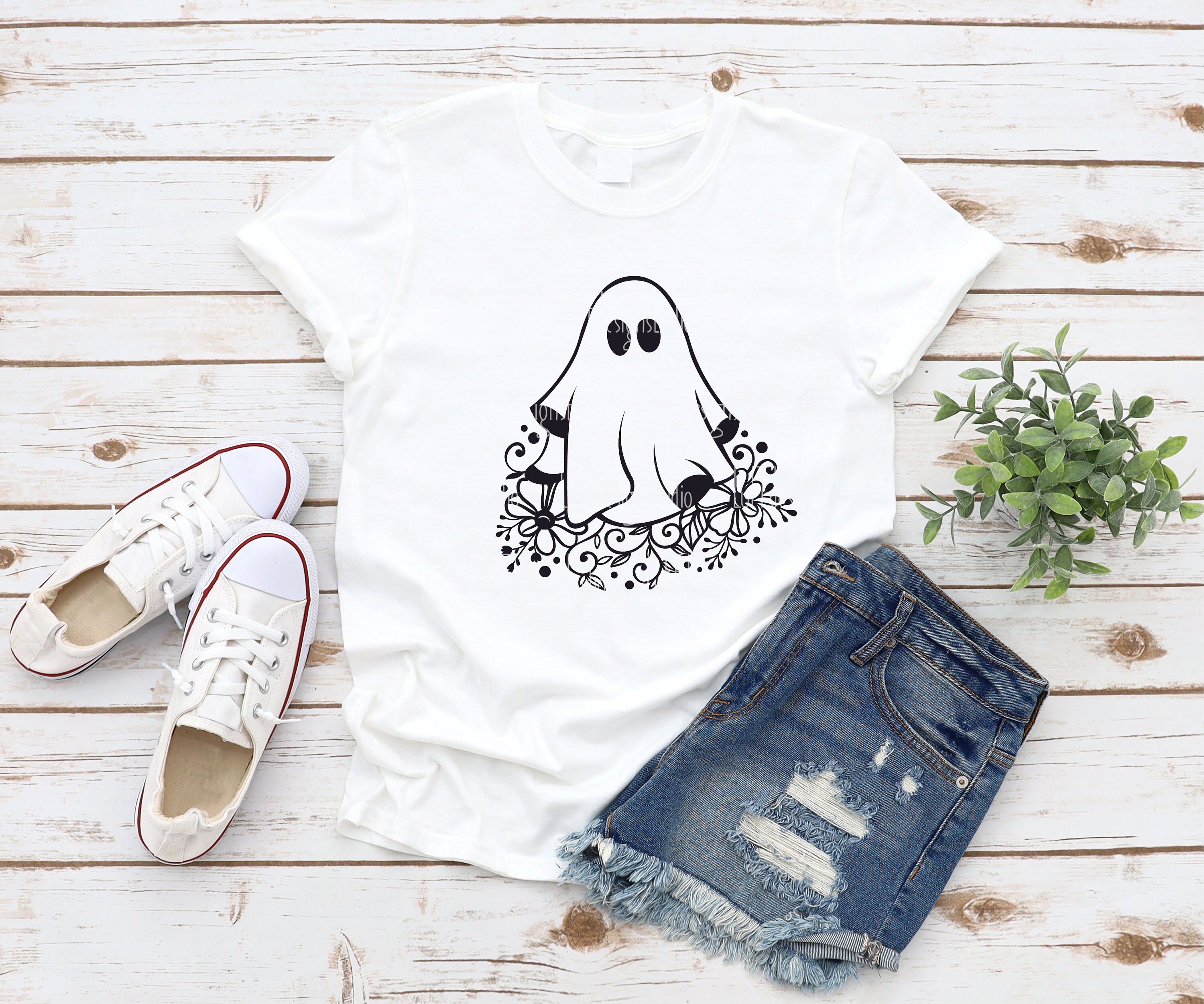 Floral Ghost SVG Ghost With Flowers SVG Boo Svg Halloween - Etsy